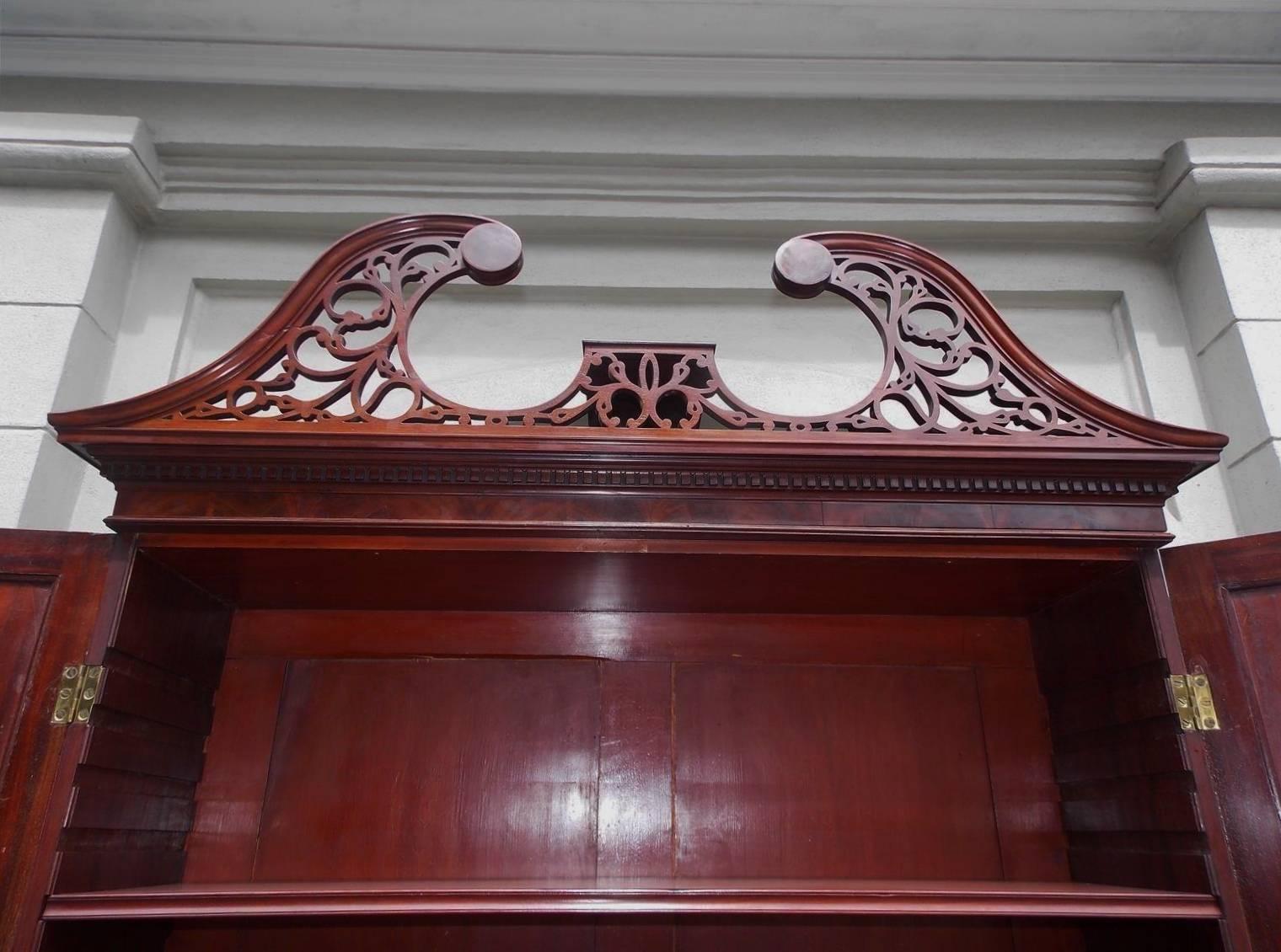 American Mahogany Oxbow Swan Neck Secretary with Bookcase, Salem, Ma ...