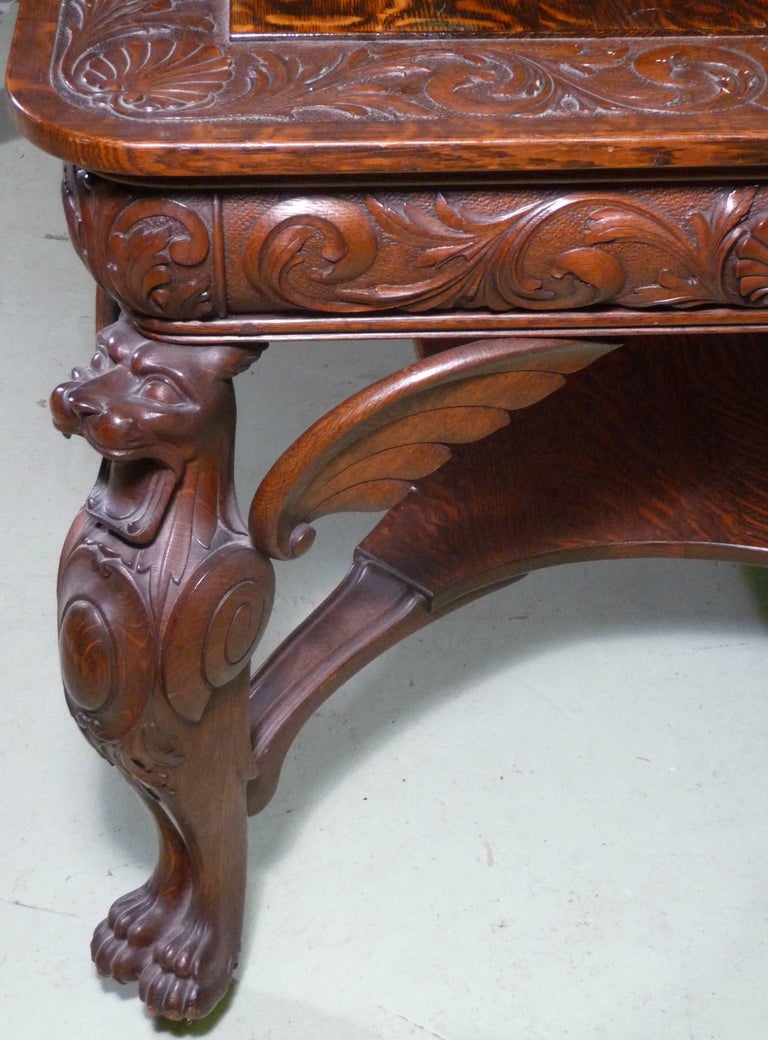 American Masterpiece Oak Griffin R.J. Horner Library Table Desk 1880s ...