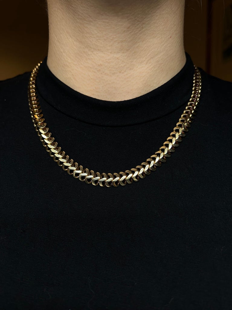 American Mesh Necklace Yellow Solid Gold For Sale at 1stDibs