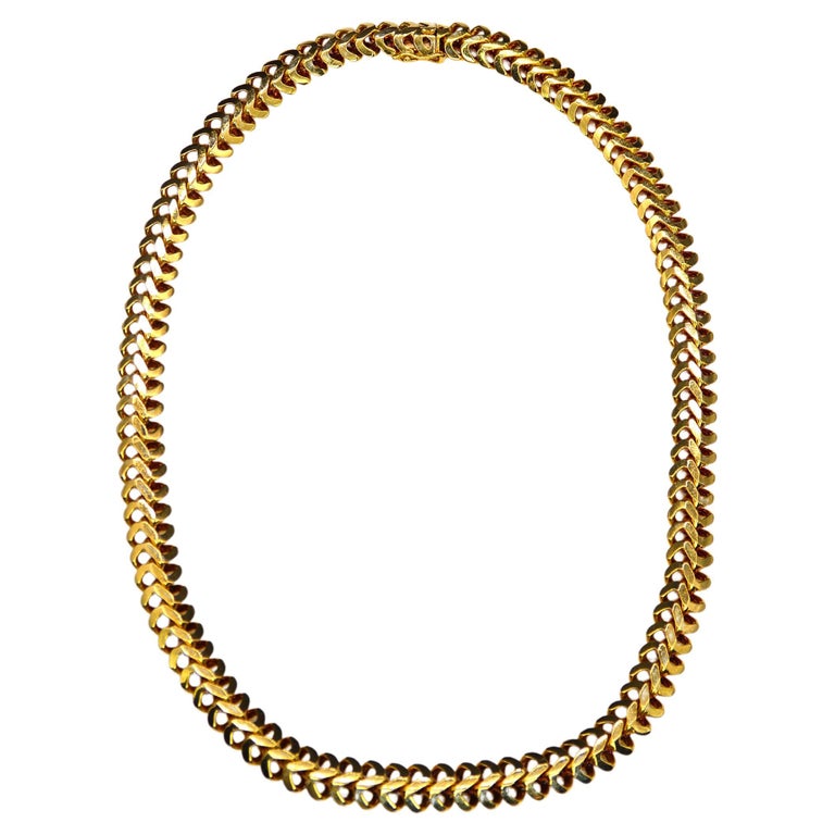 American Mesh Necklace Yellow Solid Gold For Sale at 1stDibs