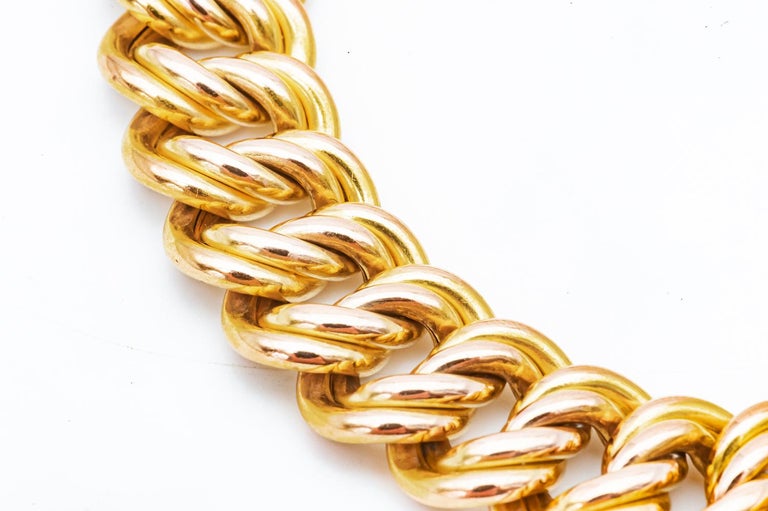 American Mesh or Armlet Bracelet, in 18K Yellow Gold with Chain at 1stDibs