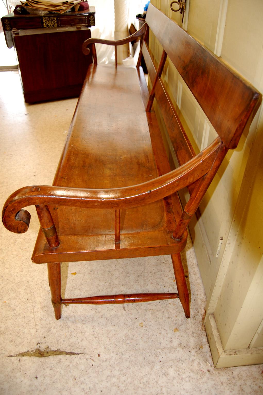 American Mid 19th Century Long Bench with Original Grain Painting and ...
