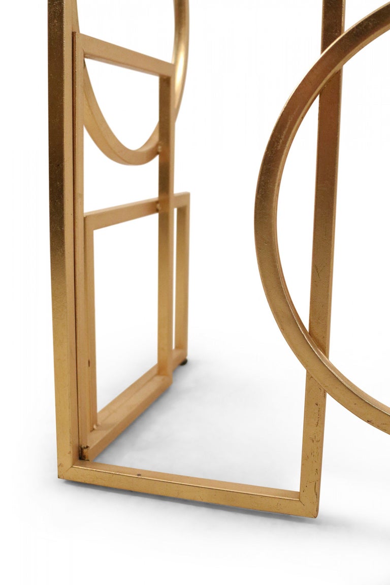 American Mid-Century Gilt Metal and Glass Geometric Console Table For ...