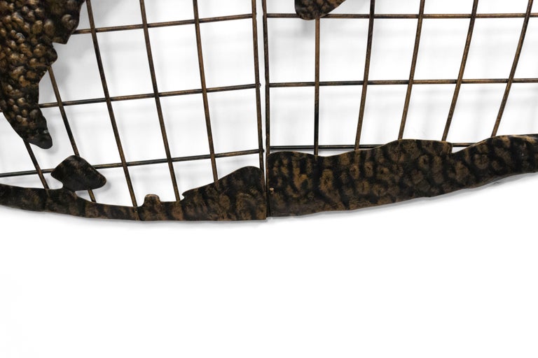 American Mid-Century Gold World Map Plaque For Sale at 1stDibs