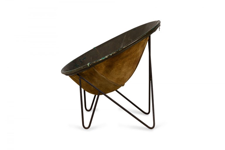 American Mid-Century Leather and Steel Hoop Lounge Chair For Sale at ...