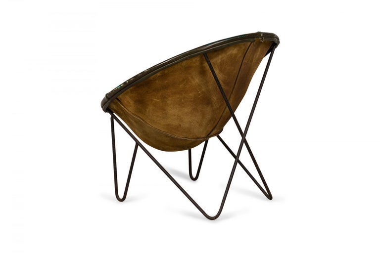American Mid-Century Leather and Steel Hoop Lounge Chair For Sale at ...