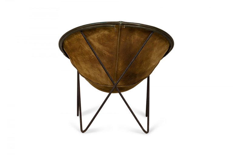 American Mid-Century Leather and Steel Hoop Lounge Chair For Sale at ...