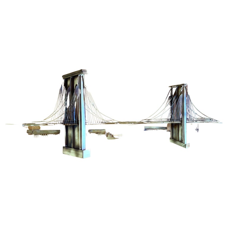 American Mid-Century Majestic Large Bronze Brooklyn Bridge Wall ...