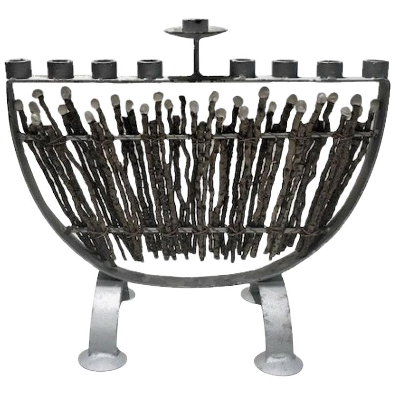 Early 20th Century North-African "Fleur-de-lis" Brass Hanukkah Lamp ...