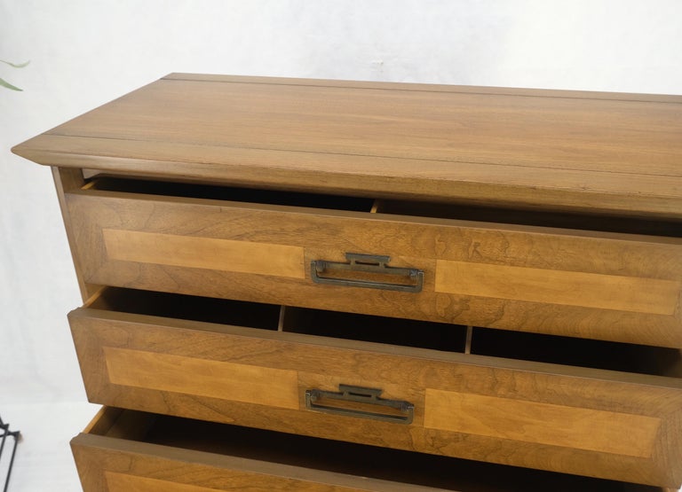 American Mid-Century Modern Light Walnut Heavy Brass Drop Pulls 5 ...