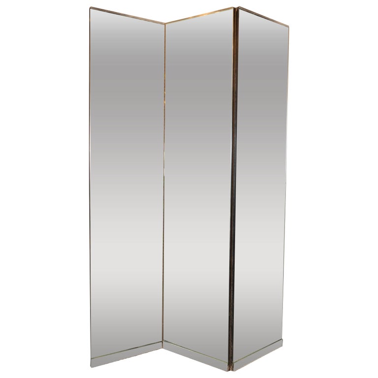 American Mid-Century Modern Monumental Three-Panel Mirrored Screen at ...