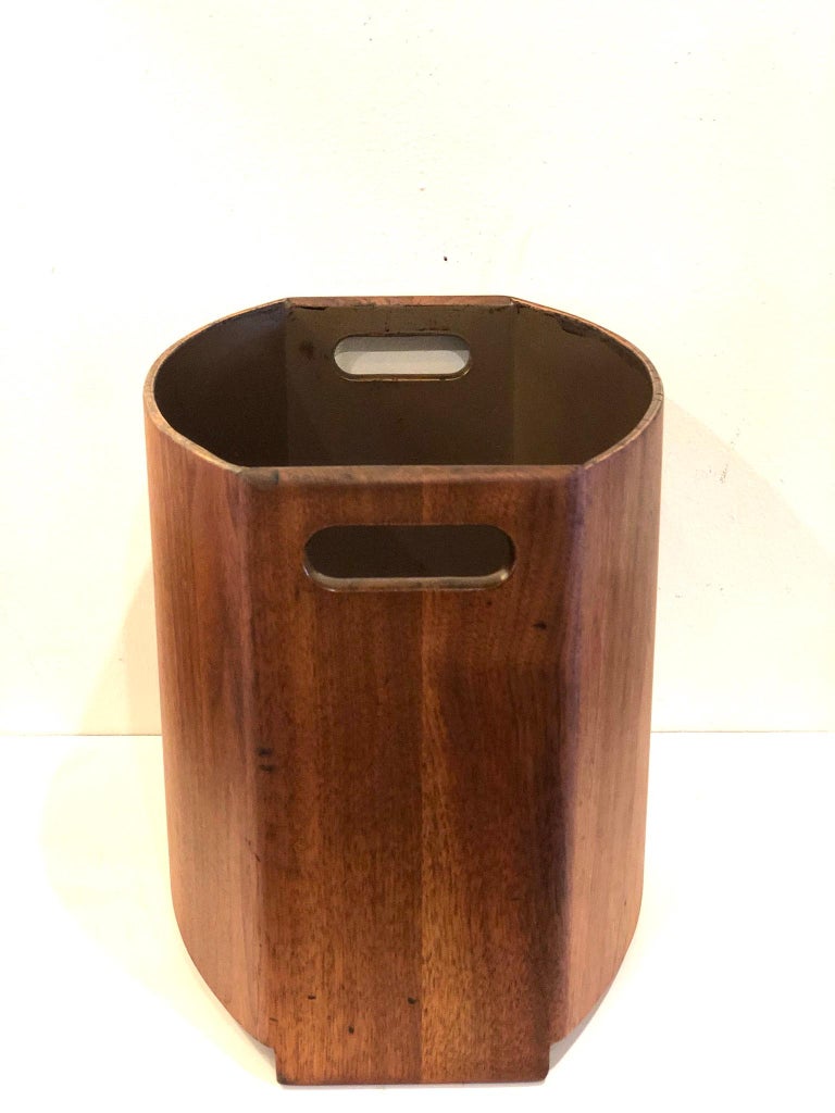 American Mid-Century Modern Rare Large Wastebasket with Handles by Stow ...