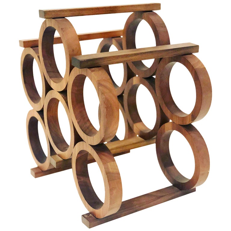 American Mid-Century Modern Solid Walnut Wine Rack California Design ...