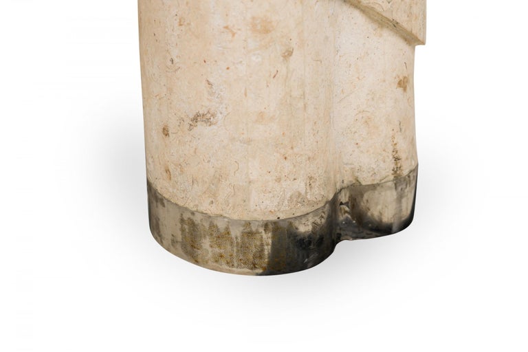 American Mid-Century Modern Travertine and Nickel Console Table ...
