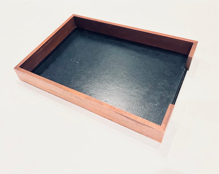 American Mid Century Modern Walnut and Leather Modernist Paper Desk ...
