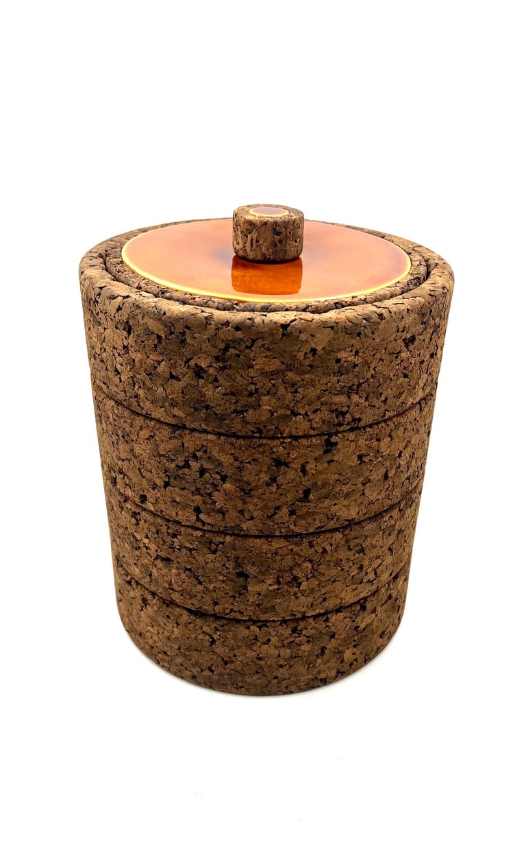 American Mid Century Rare Cork and Ceramic Tall Ice bucket For Sale at ...