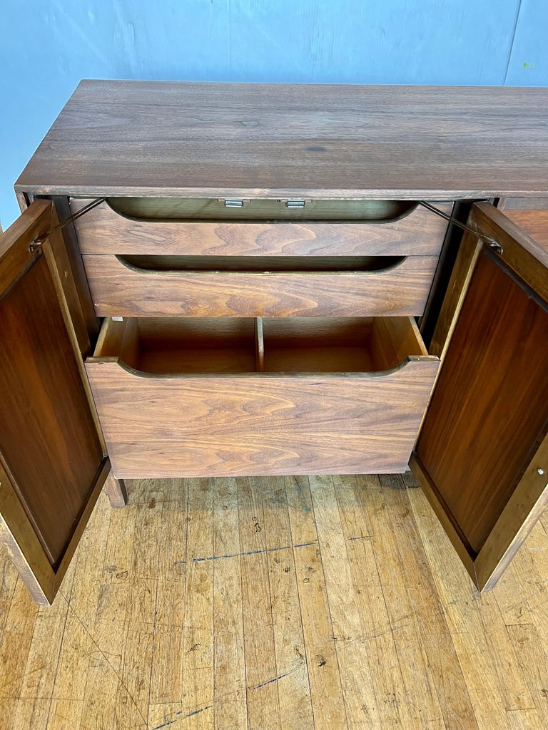 American Mid-Century Walnut Striking 11 Drawer Dresser Refinished For ...