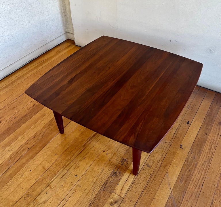 American Midcentury Solid Walnut Square Coffee Table California Design ...