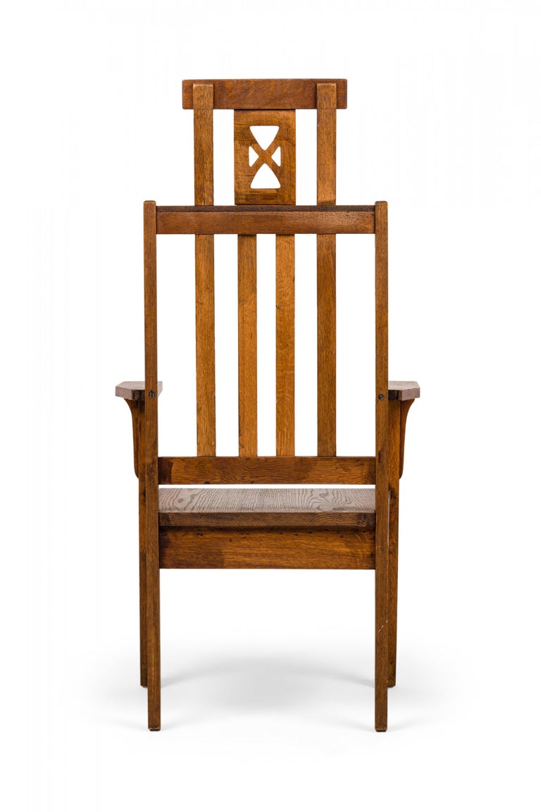 American Mission High Back Oak Armchair For Sale at 1stDibs