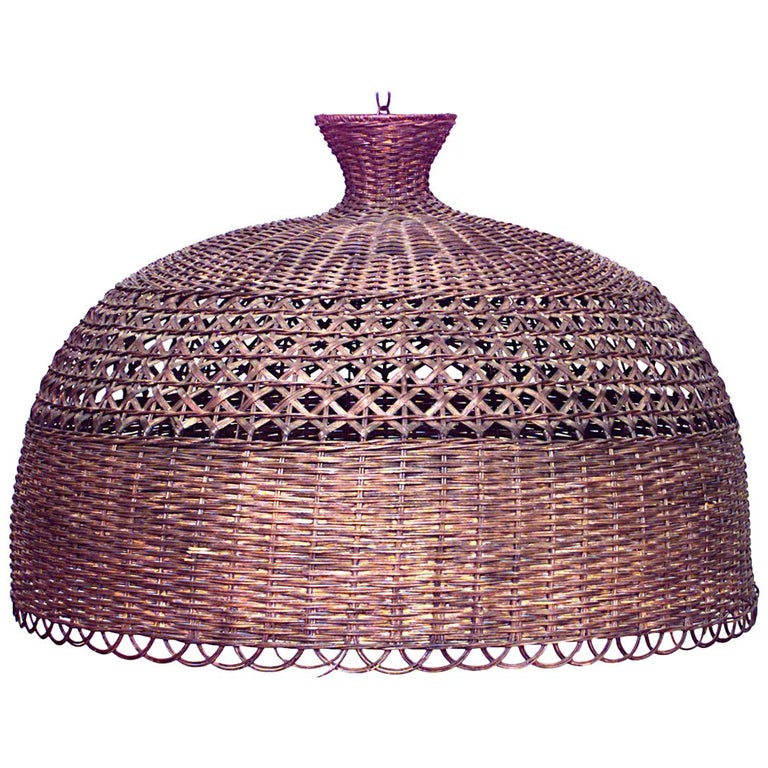 American Mission Wicker Dome Chandelier For Sale at 1stDibs