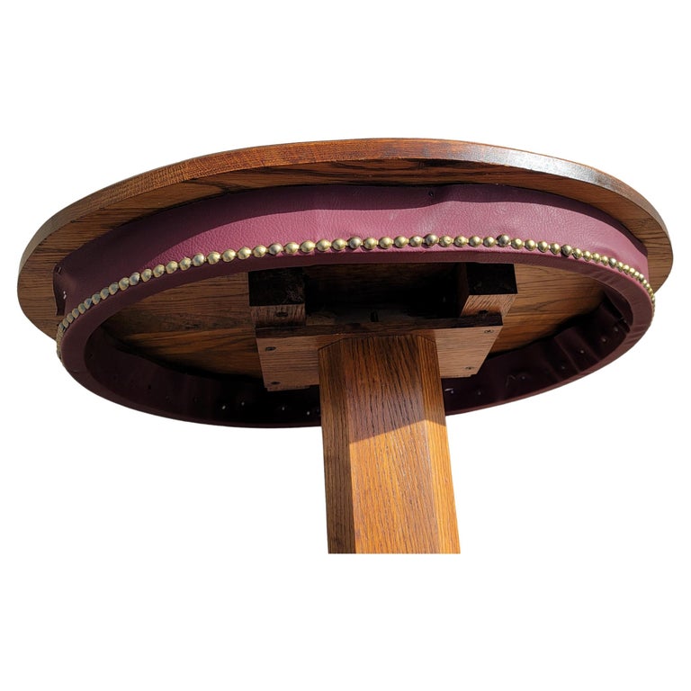 American Mission Oak Pedestal Oval Side Tables W Leatherette Nail Trim ...