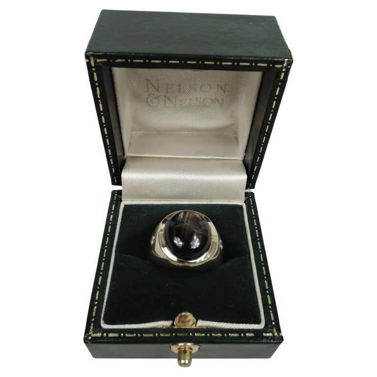 American Modern 14k Yellow Gold and Tiger's Eye Man’s Ring For Sale at ...