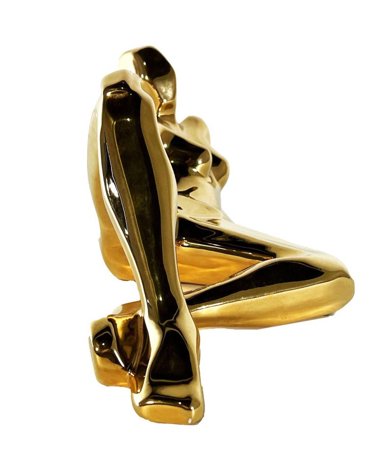 American Modern Ceramic Gold Glazed, "Reclining Figure", Jaru For Sale ...