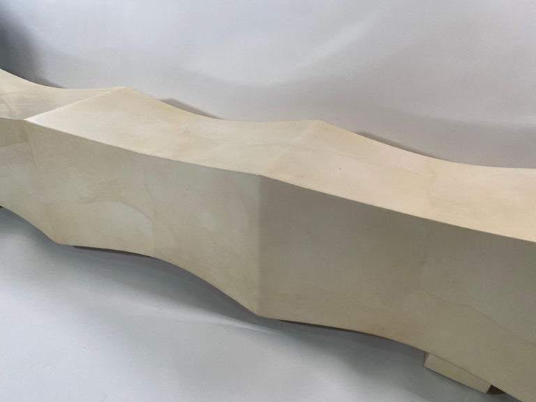 American Modern Freeform Inlay Goatskin Parchment "Cameo" Bench, Karl ...