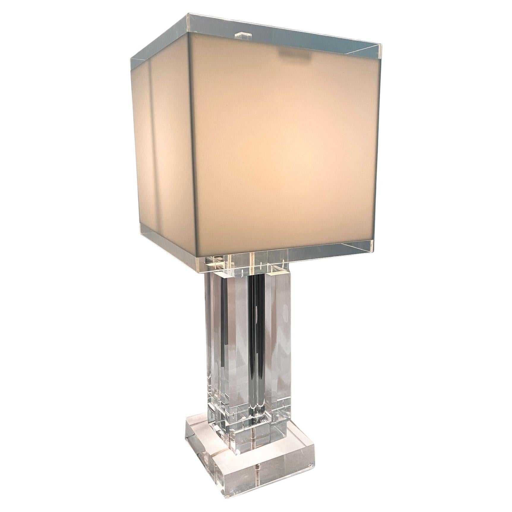 American 1960s Modern Lucite Tower Torchiere or Uplighter Table Lamp ...