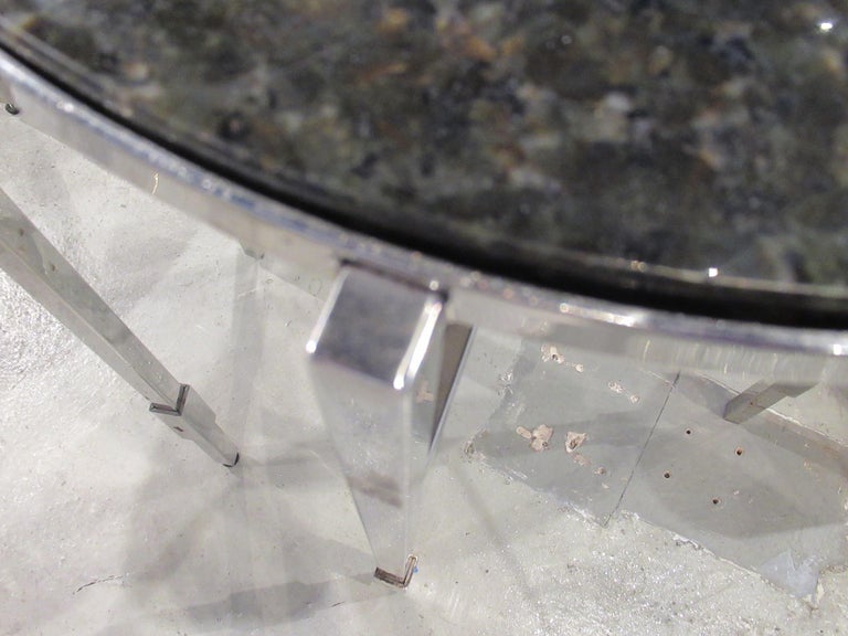 American Modern Polished Chrome and Granite Occasional Tables, Michael ...