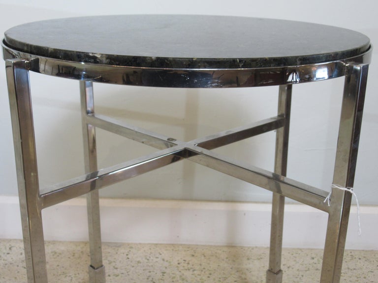 American Modern Polished Chrome and Granite Occasional Tables, Michael ...