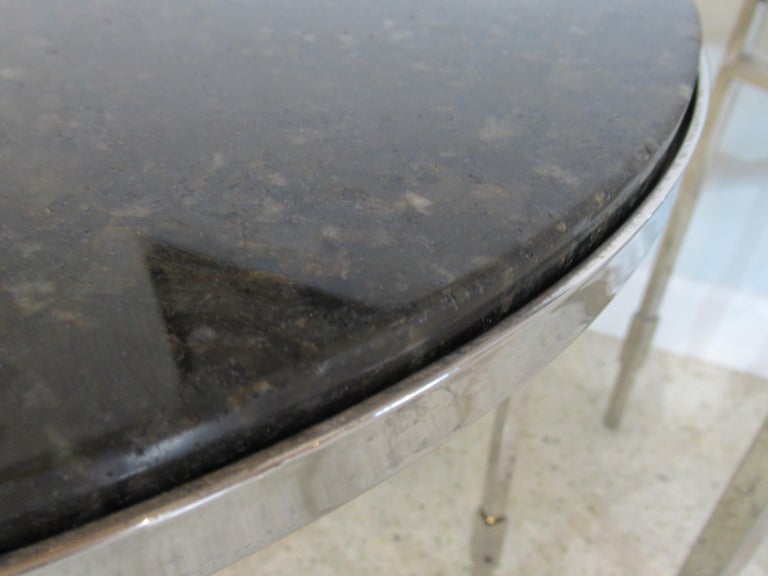 American Modern Polished Chrome and Granite Occasional Tables, Michael ...