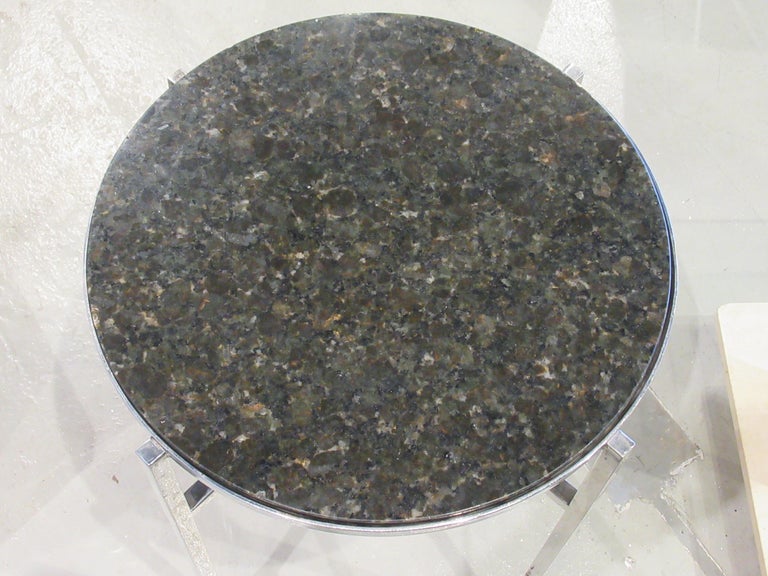 American Modern Polished Chrome and Granite Occasional Tables, Michael ...