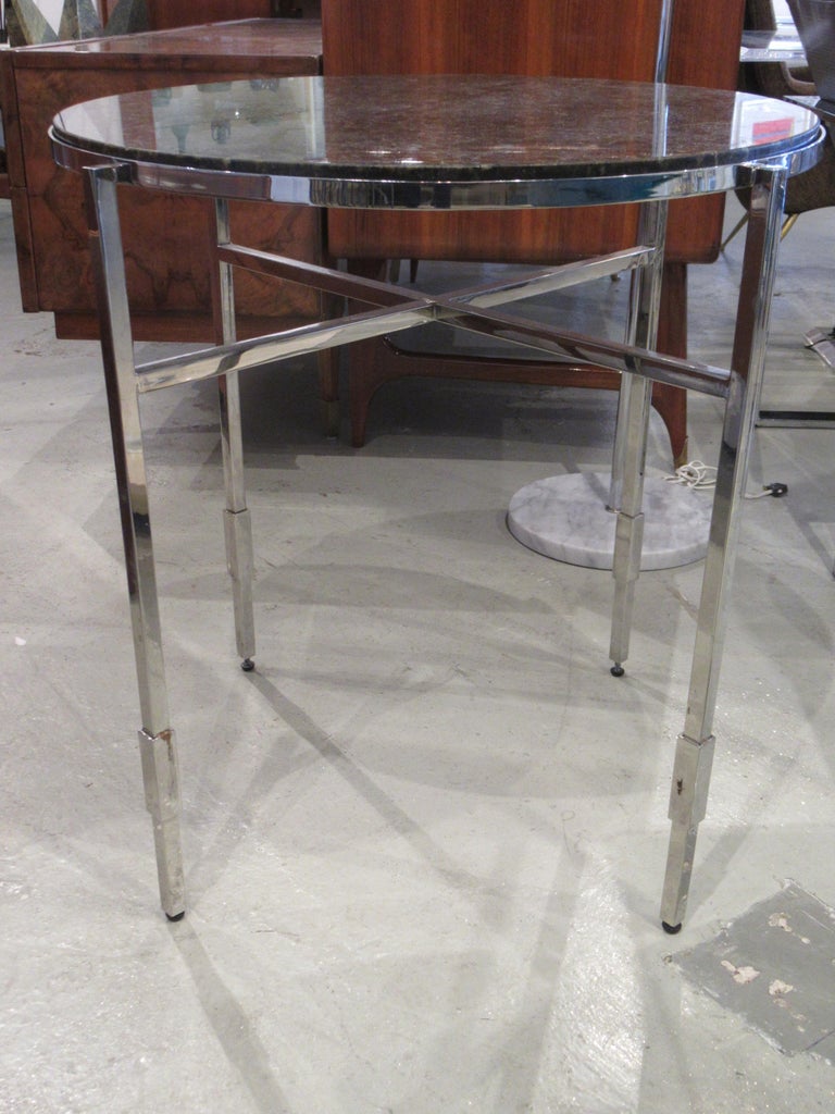 American Modern Polished Chrome and Granite Occasional Tables, Michael ...