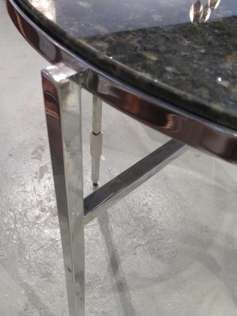 American Modern Polished Chrome and Granite Occasional Tables, Michael ...