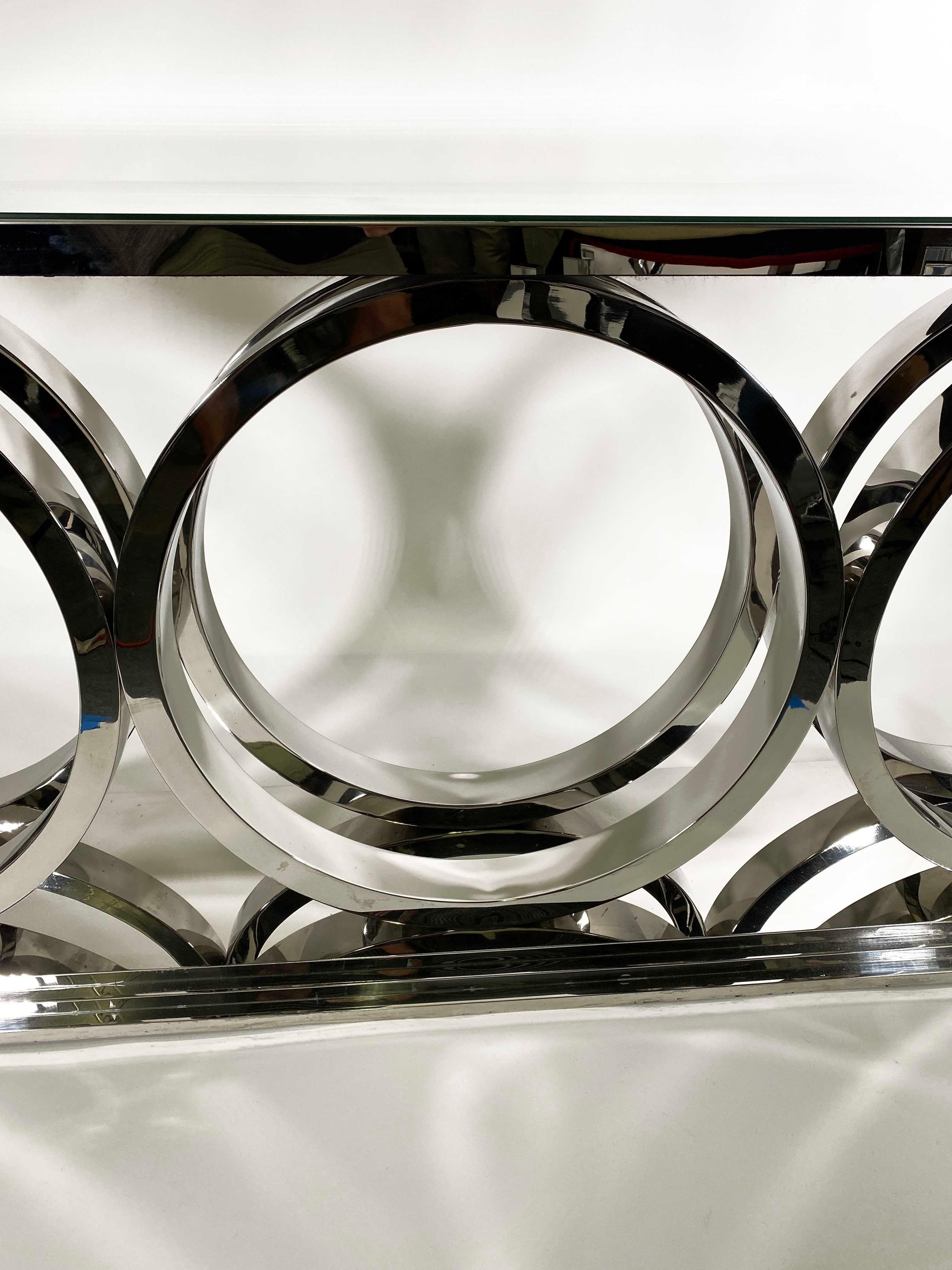 American Modern Polished Chrome "JMF" Console, Ron Seff For Sale at 1stDibs