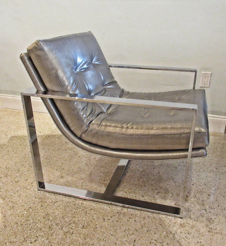 American Modern Polished Chrome Sling Chair, 1970s For Sale at 1stDibs