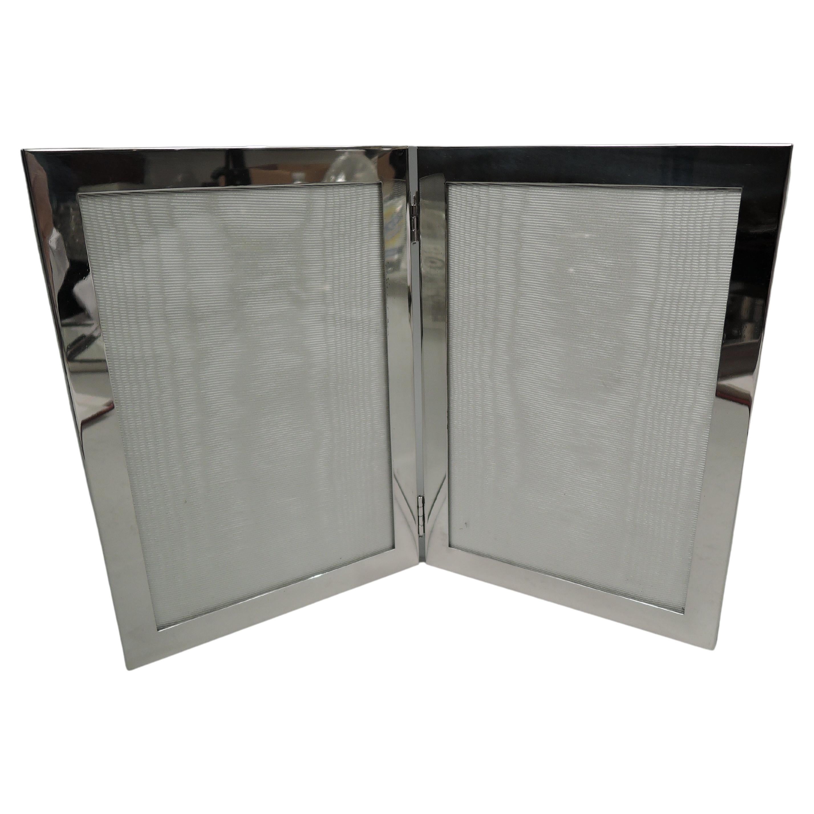 American Modern Sterling Silver Portable Double Picture Frame For Sale ...