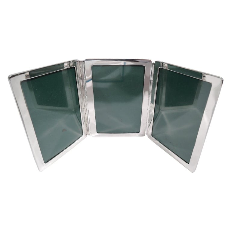 American Modern Sterling Silver Traveling Triple Picture Frame at 1stDibs