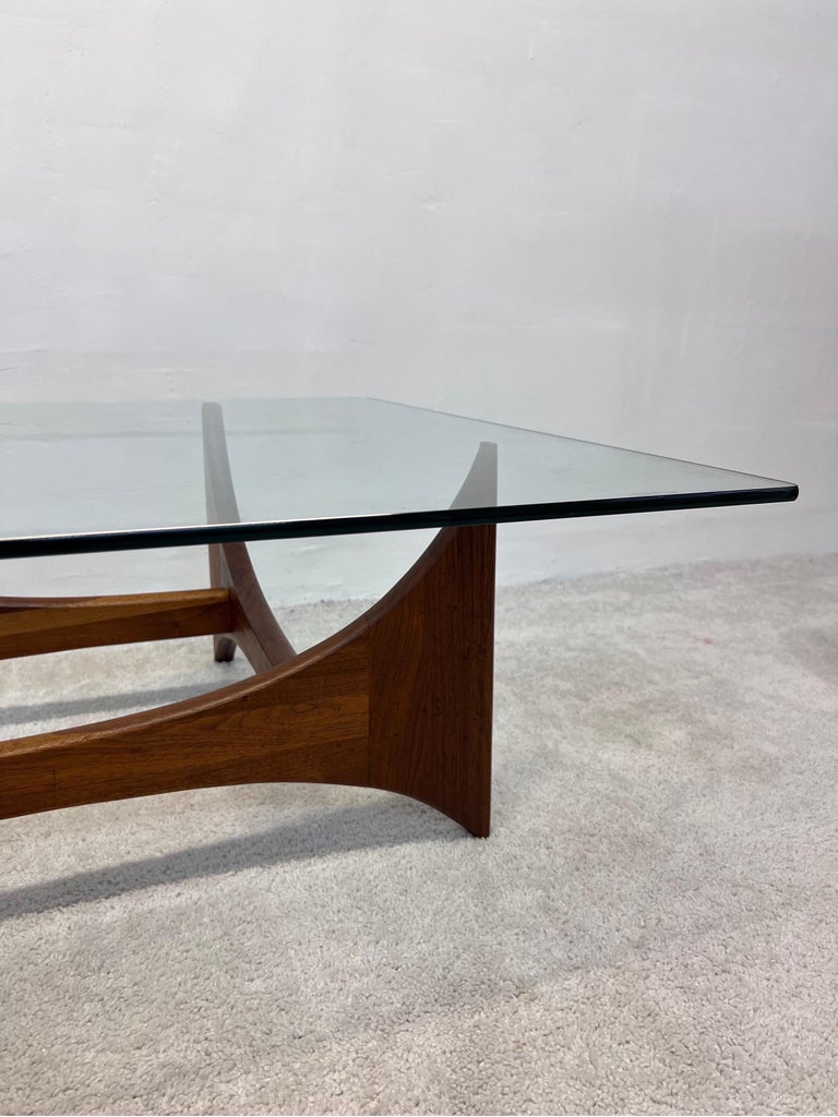 American Modern Walnut and Glass Coffee or Cocktail Table by Adrian ...