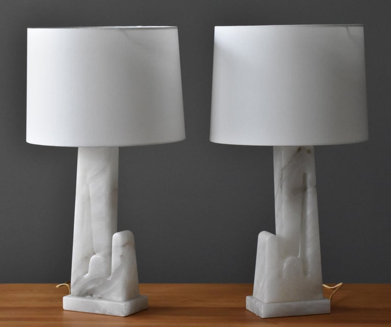 American Modernism, Abstract and Sculptural Table Lamps, Marble, Fabric ...