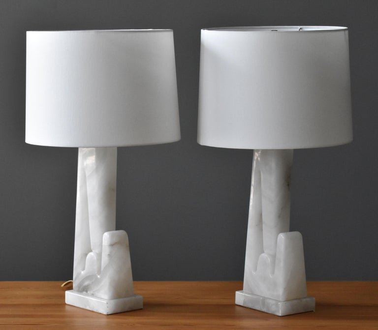 American Modernism, Abstract and Sculptural Table Lamps, Marble, Fabric ...