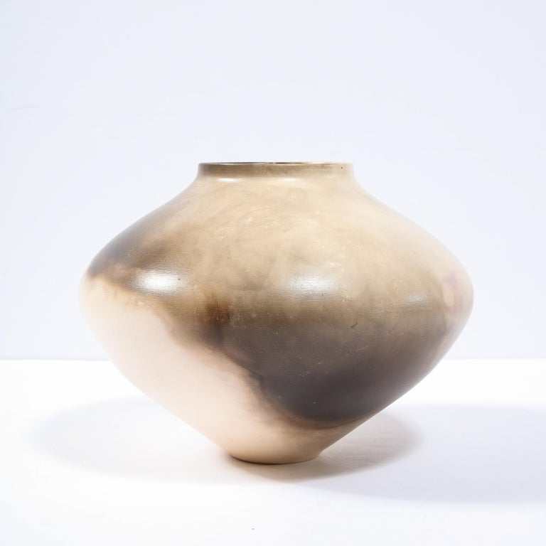 American Modernist Organic Hand Painted Ceramic in Variegated Java Hues ...