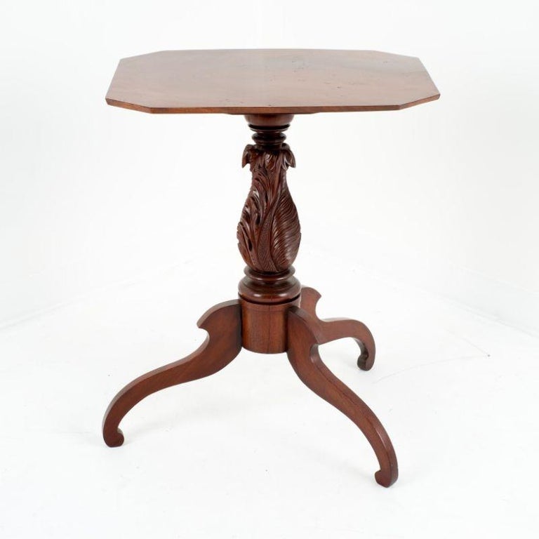 American Neoclassical Feather Carved Mahogany Tilt Top Tea Table, 1815 ...