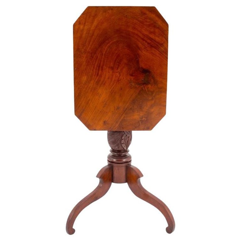 American Neoclassical Feather Carved Mahogany Tilt Top Tea Table, 1815 ...