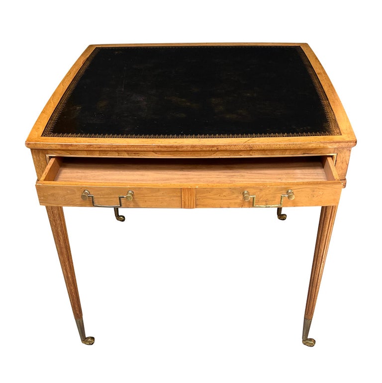 American Neoclassical Style Fruitwood Square Game Table with Leather ...
