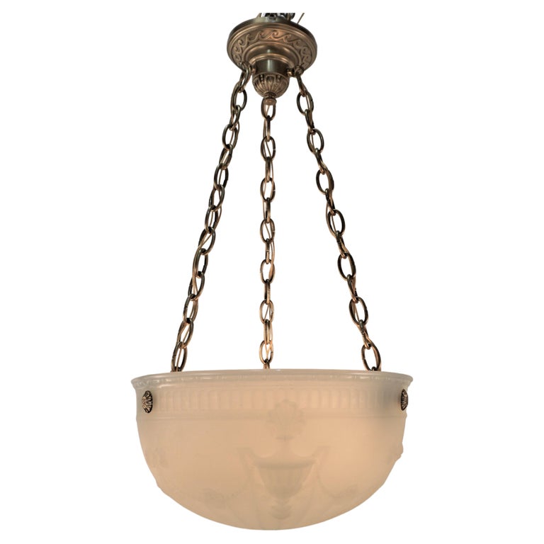 American Neoclassical Style Glass and Brass Chandelier #2 For Sale at ...