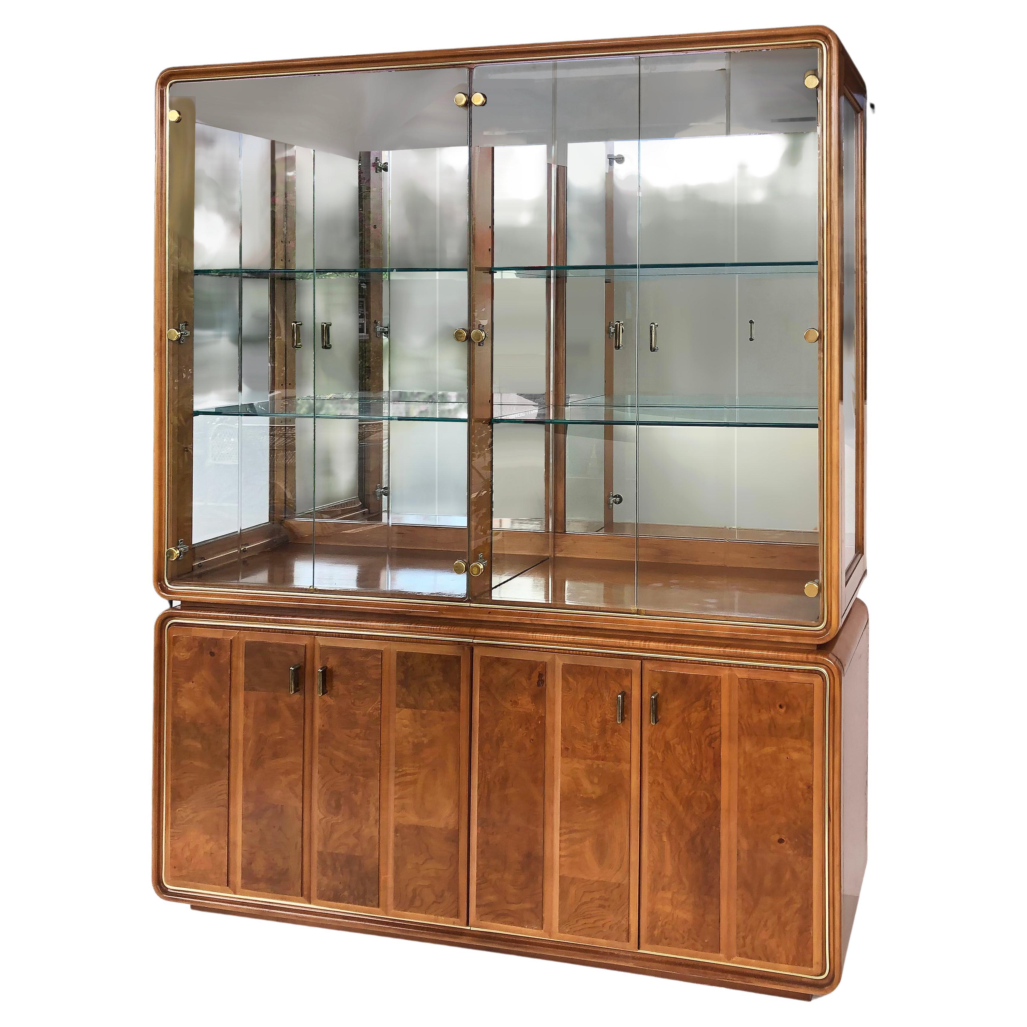 Vintage American of Martinsville Masonic Deco Modern Walnut China Hutch ...