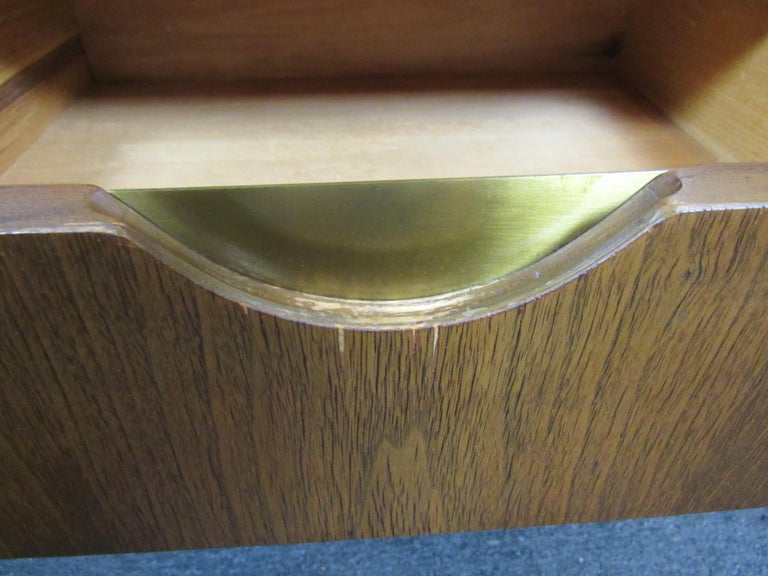 American of Martinsville Walnut and Brass Sideboard For Sale at 1stDibs