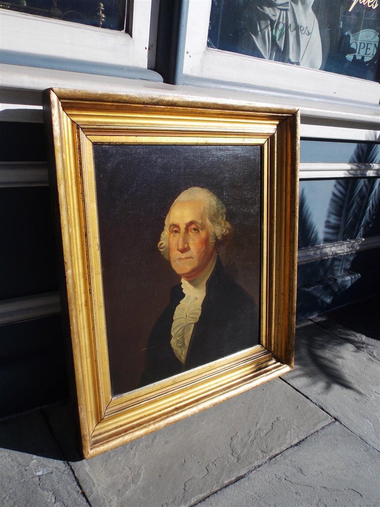 American Portrait of George Washington Oil on Board in Original Gilt ...